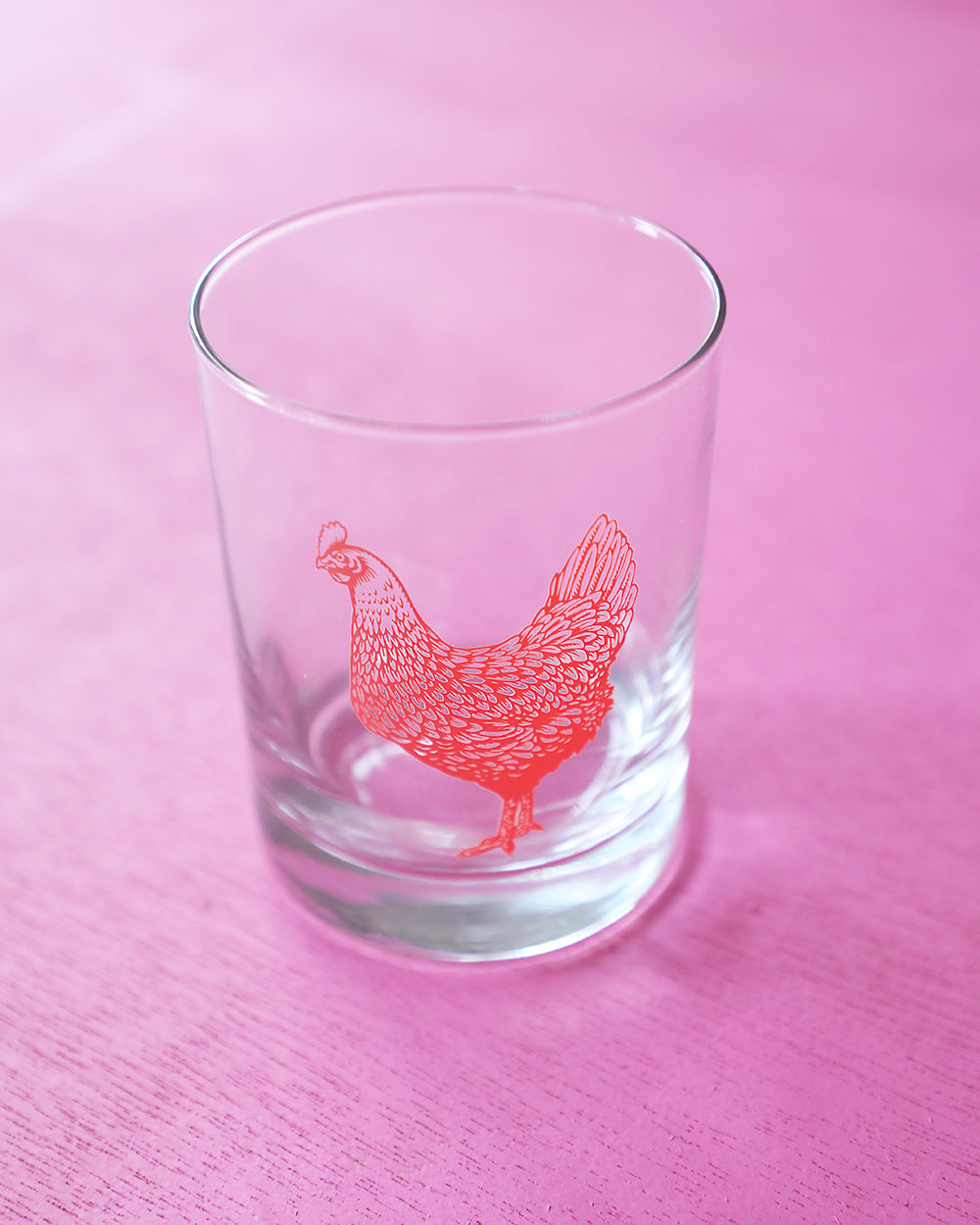 Coral Chicken Double Old Fashioned Glass – Drinking with Chickens