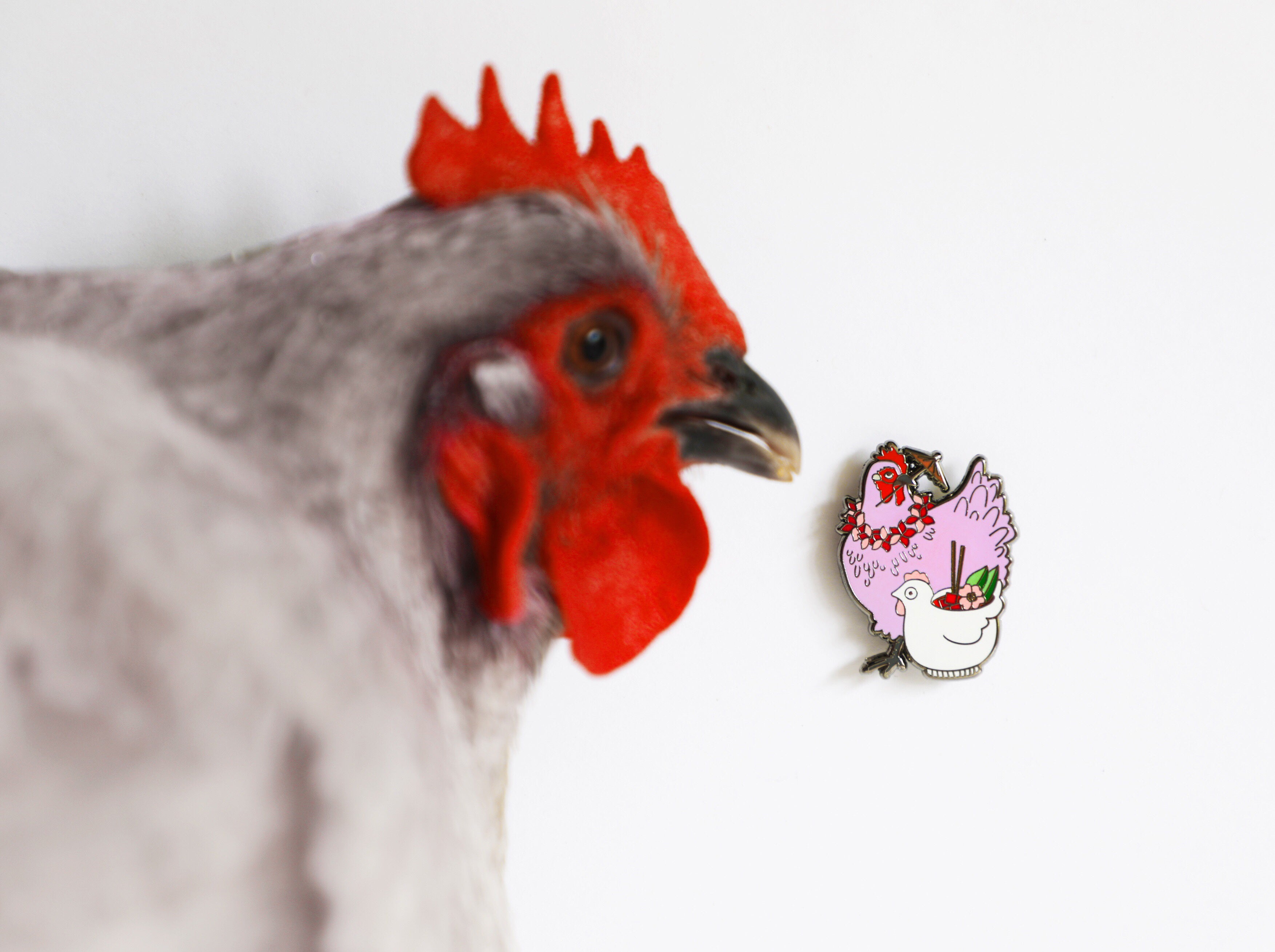 Lavender Orp Tropical Chicken Pin – Drinking with Chickens