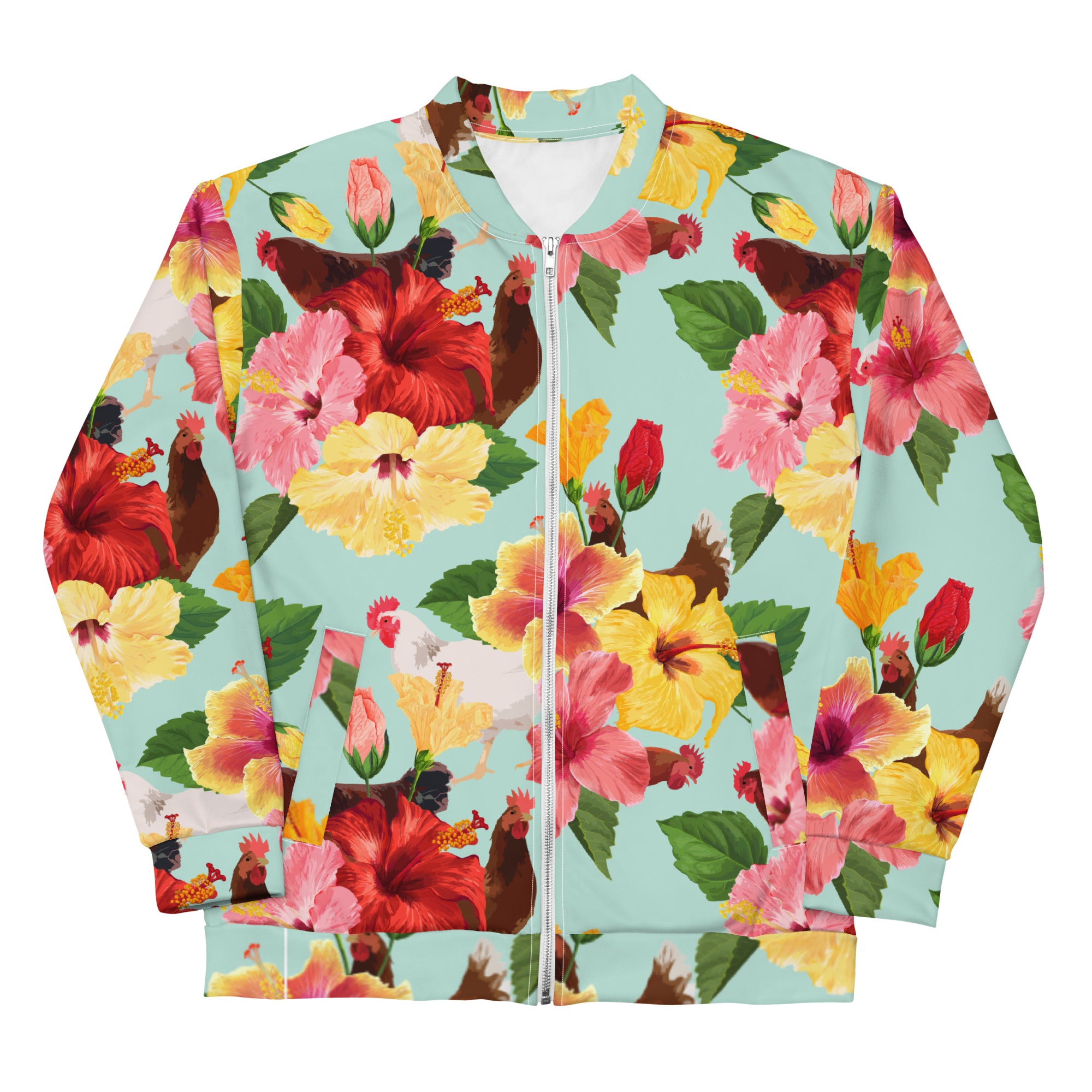 Tropical Chicken Vibes Bomber Jacket – Drinking with Chickens